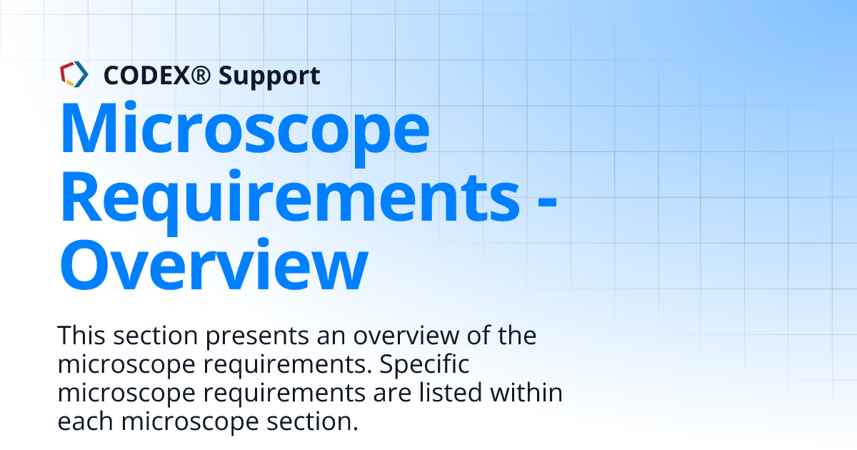 Microscope Requirements - Overview | CODEX® Support